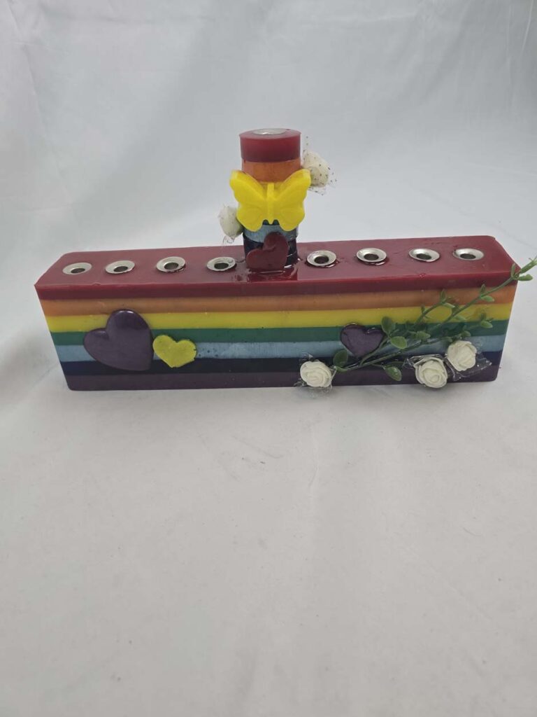 Unique Resin Pride-Themed Chanukah Menorah | Fidgart